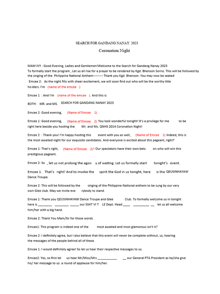 Dokumen - Tips - Emcee Script For Pageant | PDF