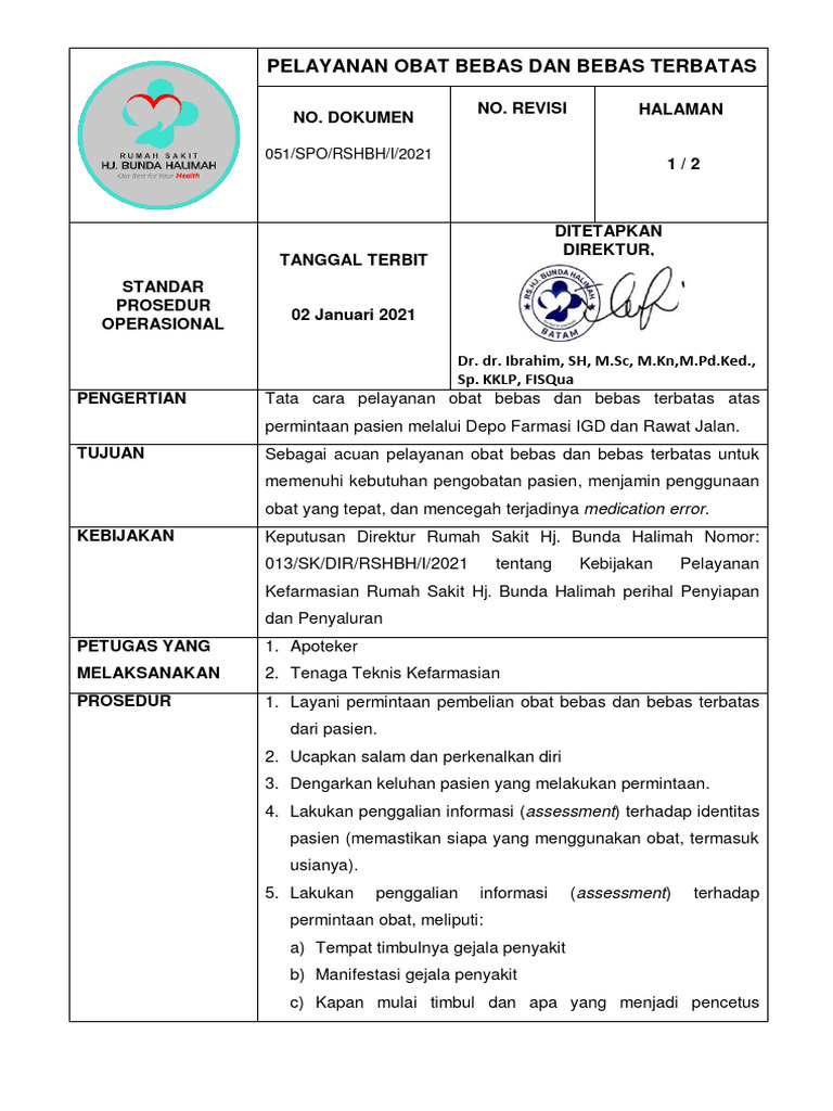 Prosedur Pelayanan Obat Bebas Terbatas | PDF | Kesehatan Holistik ...