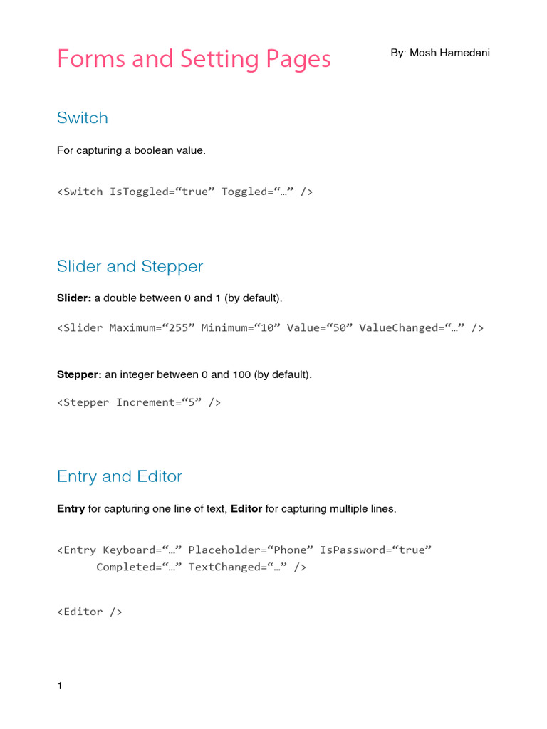 Forms and Setting Pages Cheat Sheet | PDF | Information Technology | Programming Paradigms