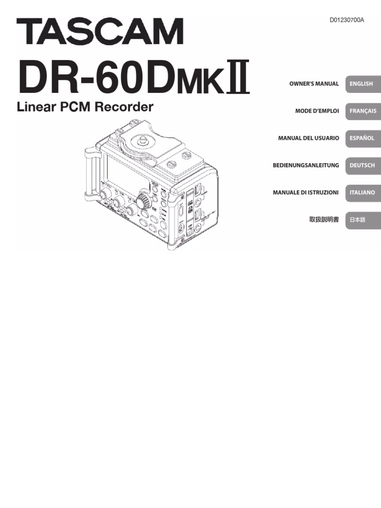 Manual de Usuario Tascam DR-60DMKII (Español - 152 Páginas) | PDF
