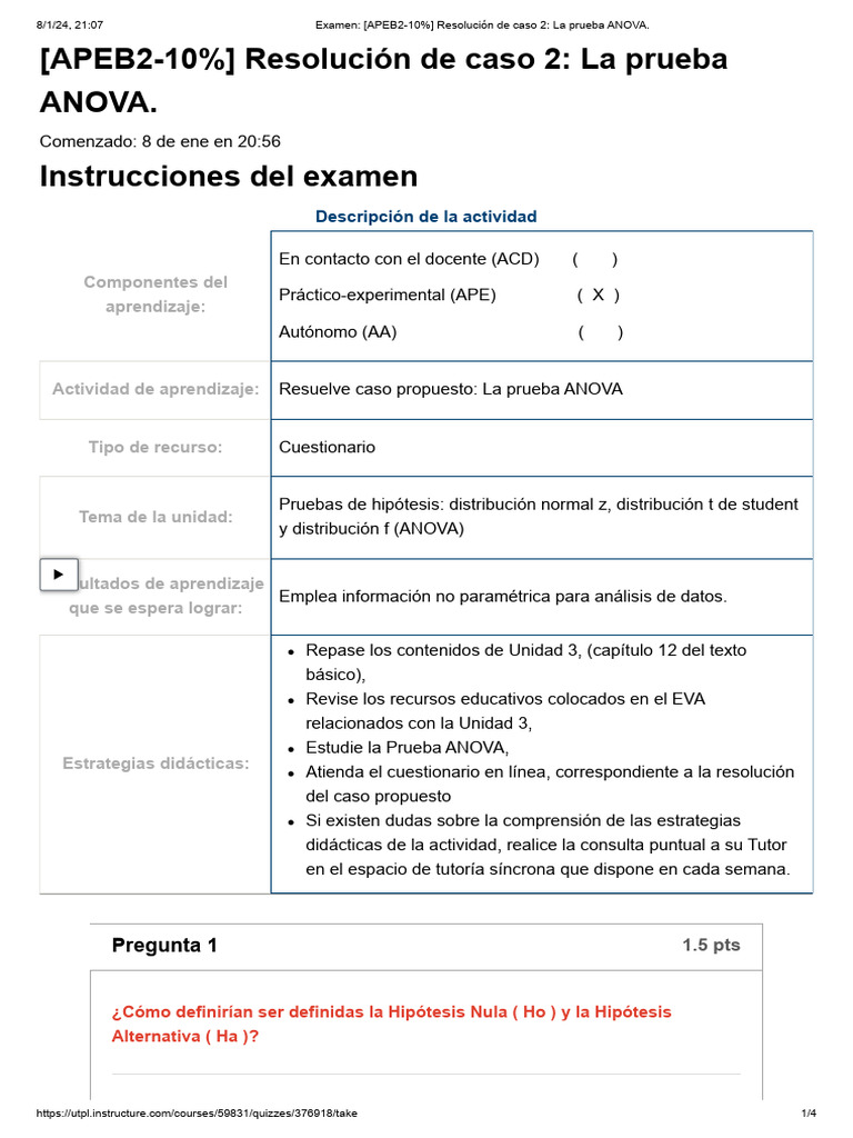 Examen - (APEB2-10%) Resolución de Caso 2 - La Prueba ANOVA | PDF | Ciencia cognitiva ...