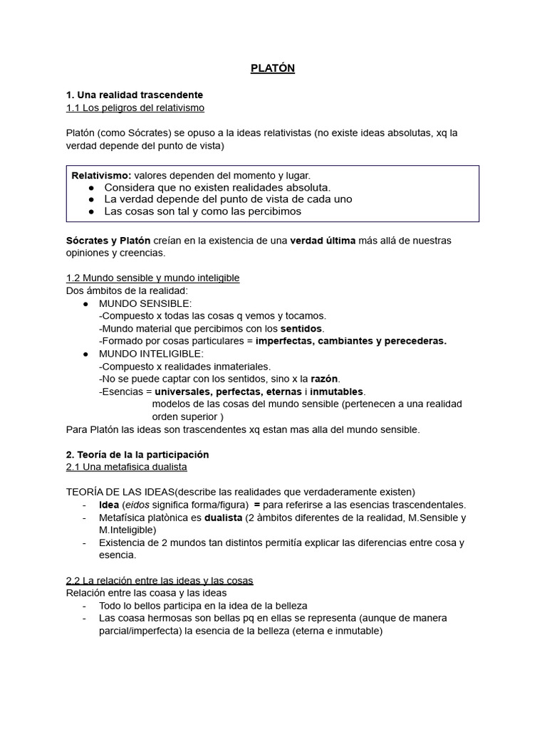 T.2. Platon | PDF | Platón | Conocimiento