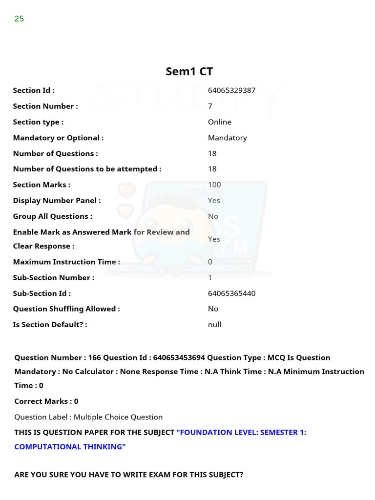 Sem1 CT: 64065329387 7 Online Mandatory 18 18 100 Yes No Yes 0 1 64065365440 No Null | PDF ...