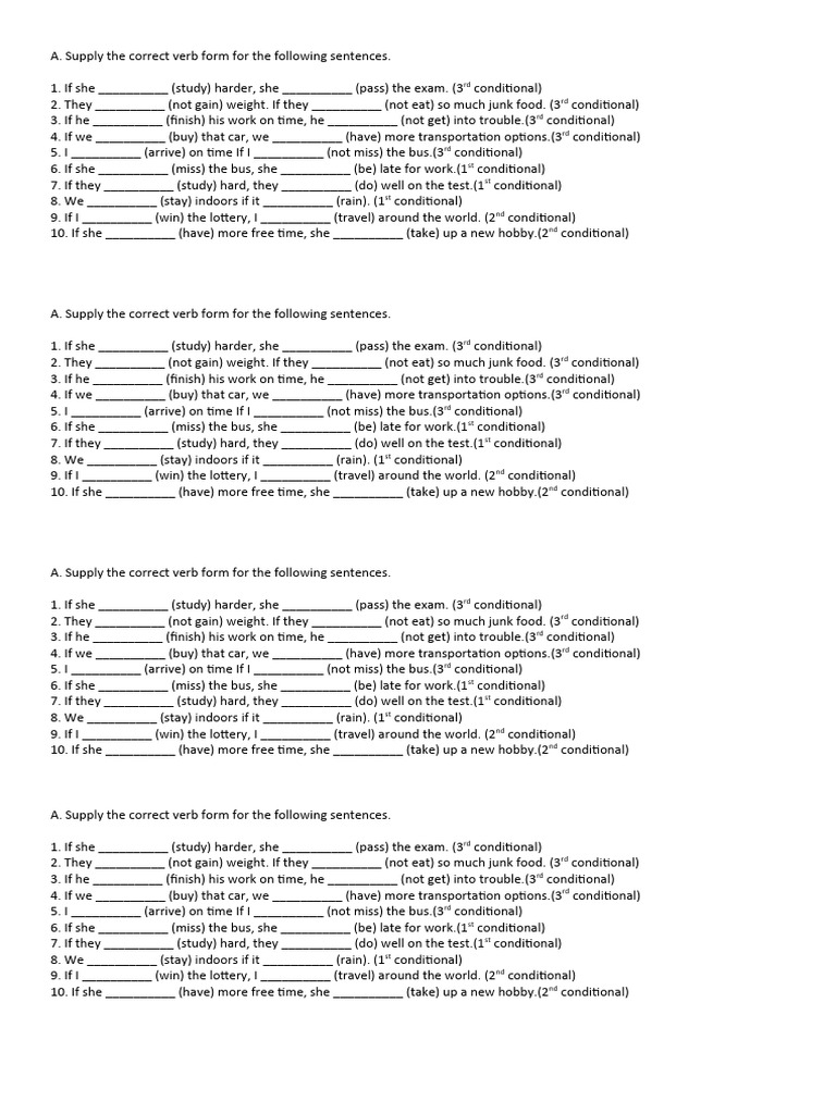 Conditionals Quiz | PDF | Sentence (Linguistics) | Cognition