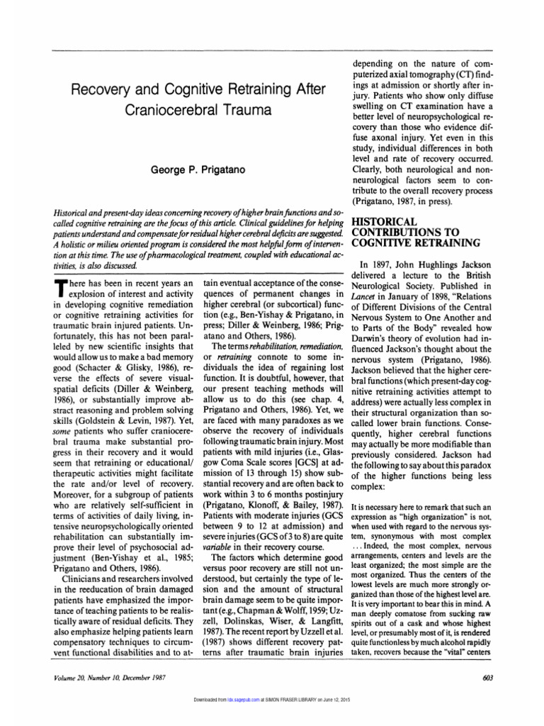 Prigatano 1987 | Download Free PDF | Wechsler Adult Intelligence Scale ...