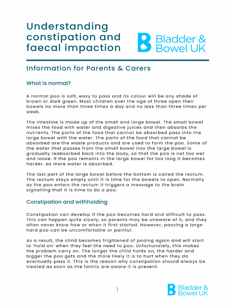 Understanding Constipation and Faecal Impaction Paediatric Bladder ...