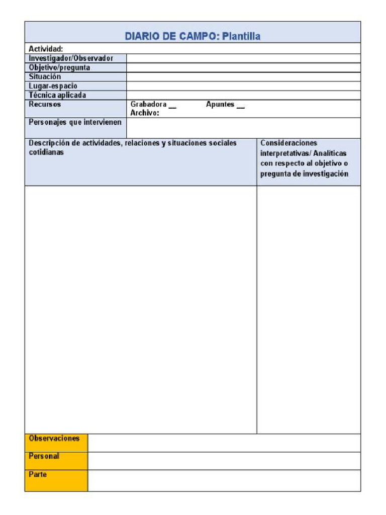 Formato Diario de Campo | PDF