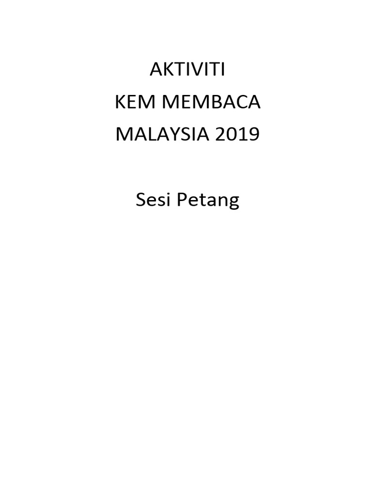 Aktiviti Kem Membaca Malaysia 2019 | PDF