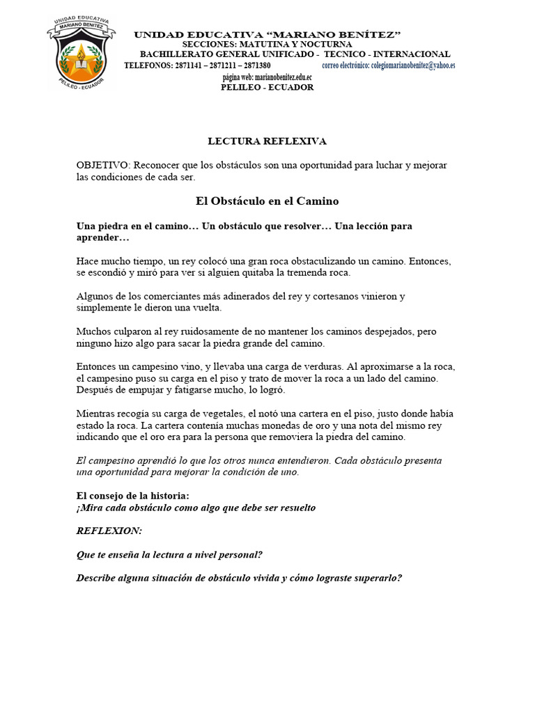 LECTURA DE REFLEXION 2 | PDF