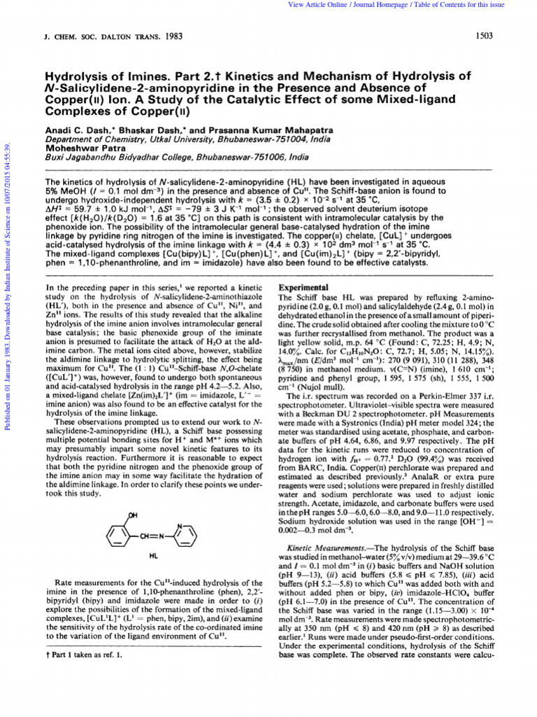 Dalton 1983 | PDF | Ph | Hydrolysis