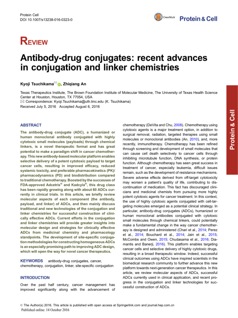 Antibody-Drug Conjugates Recent Advances in Conjug | PDF | Chemotherapy ...