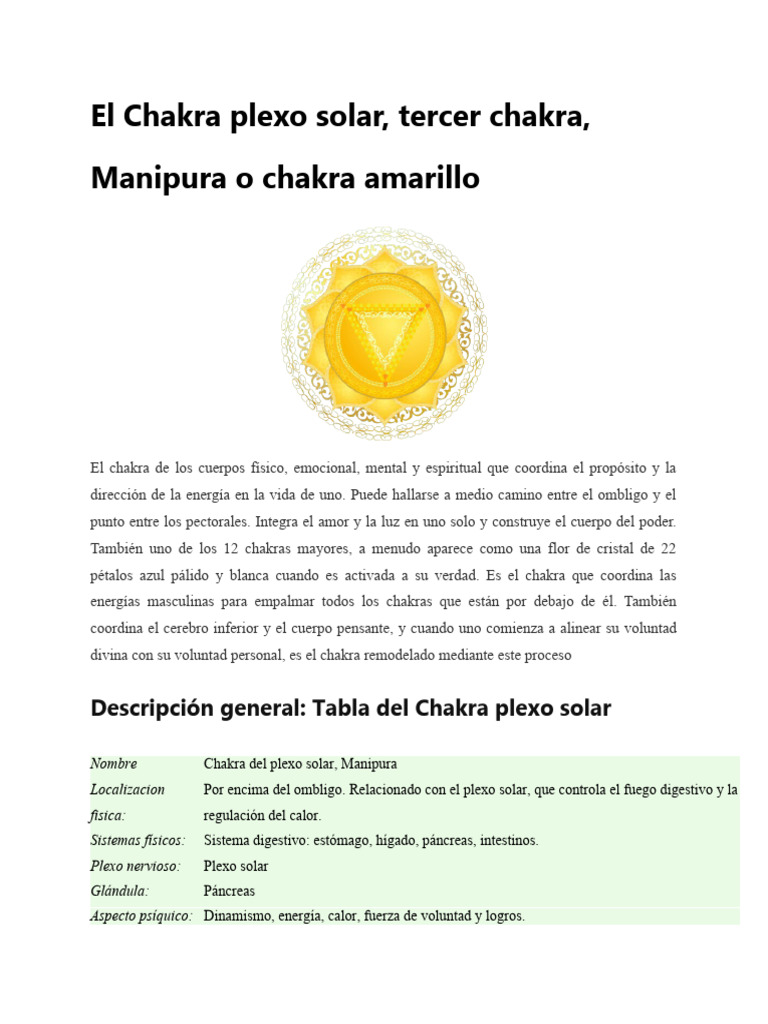 El Chakra Plexo Solar | PDF | Ira | Sistema digestivo humano