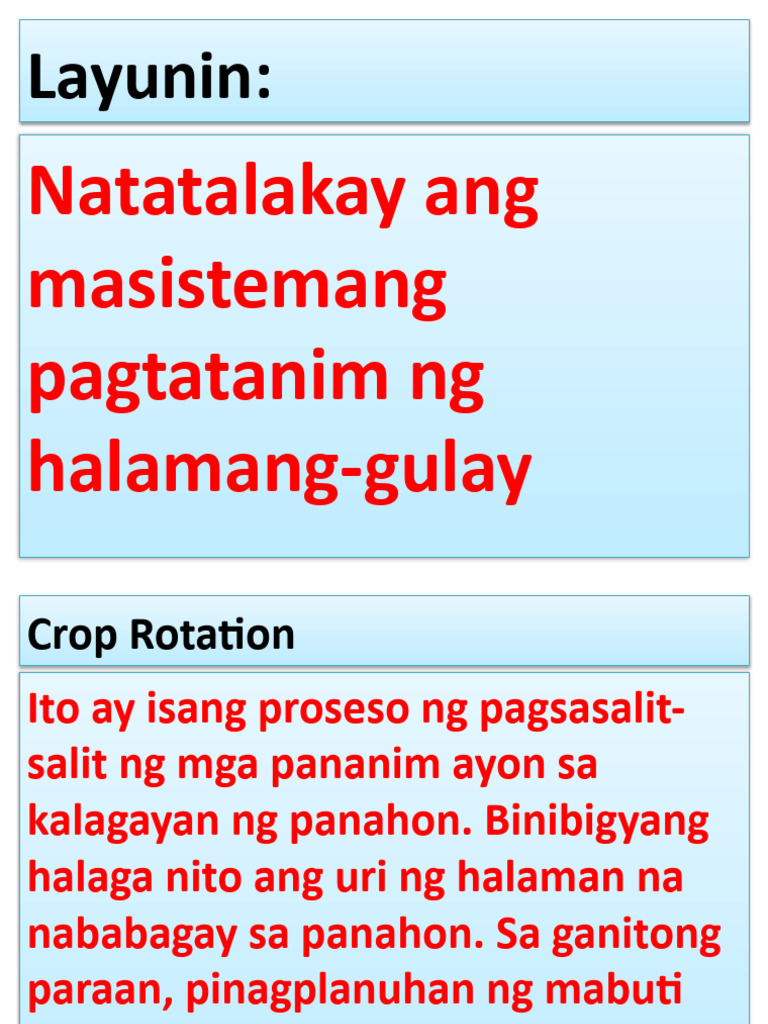 Layunin:: Natatalakay Ang Masistemang Pagtatanim NG Halamang-Gulay | PDF