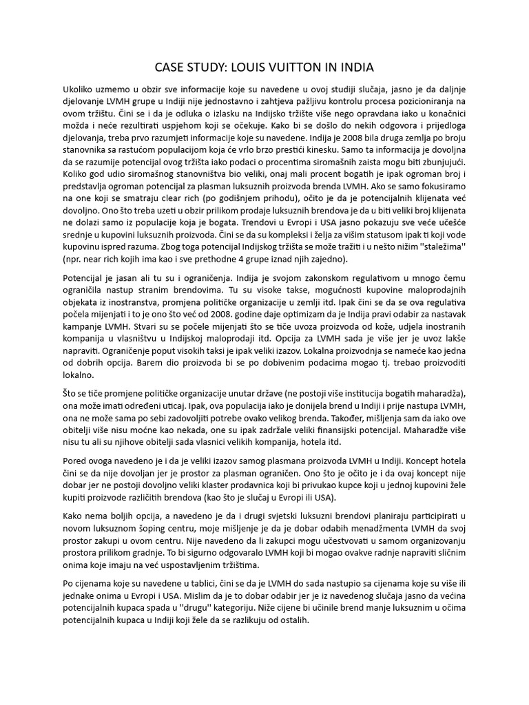 CASE STUDY Louis Vuitton in India | PDF