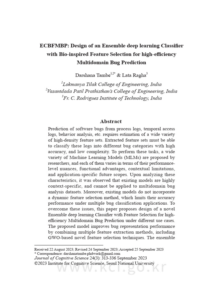 ECBFMBP: Design of An Ensemble Deep Learning Classifier With Bio-Inspired Feature Selection For ...