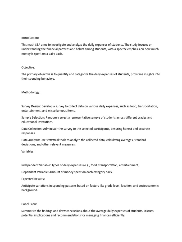 MATH SBA Outline | PDF