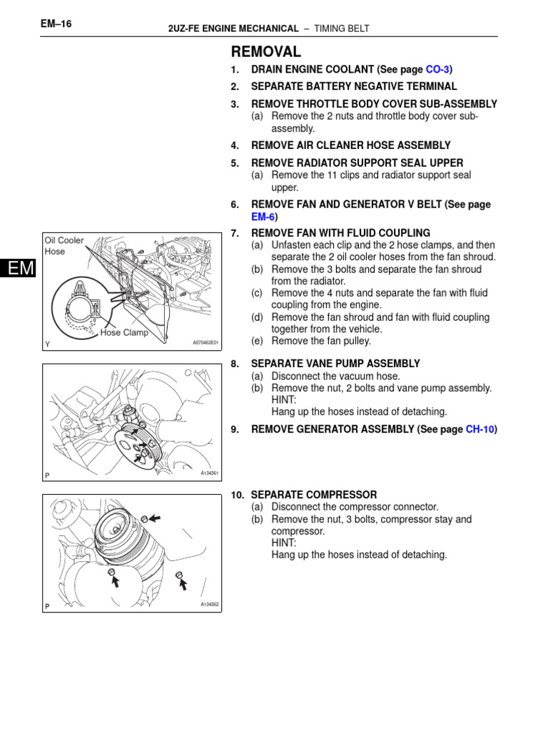 Removal: 2Uz-Fe Engine Mechanical - Timing Belt | PDF | Belt ...