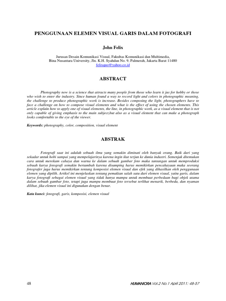 ID Penggunaan Elemen Visual Garis Dalam Fot | PDF | Seni