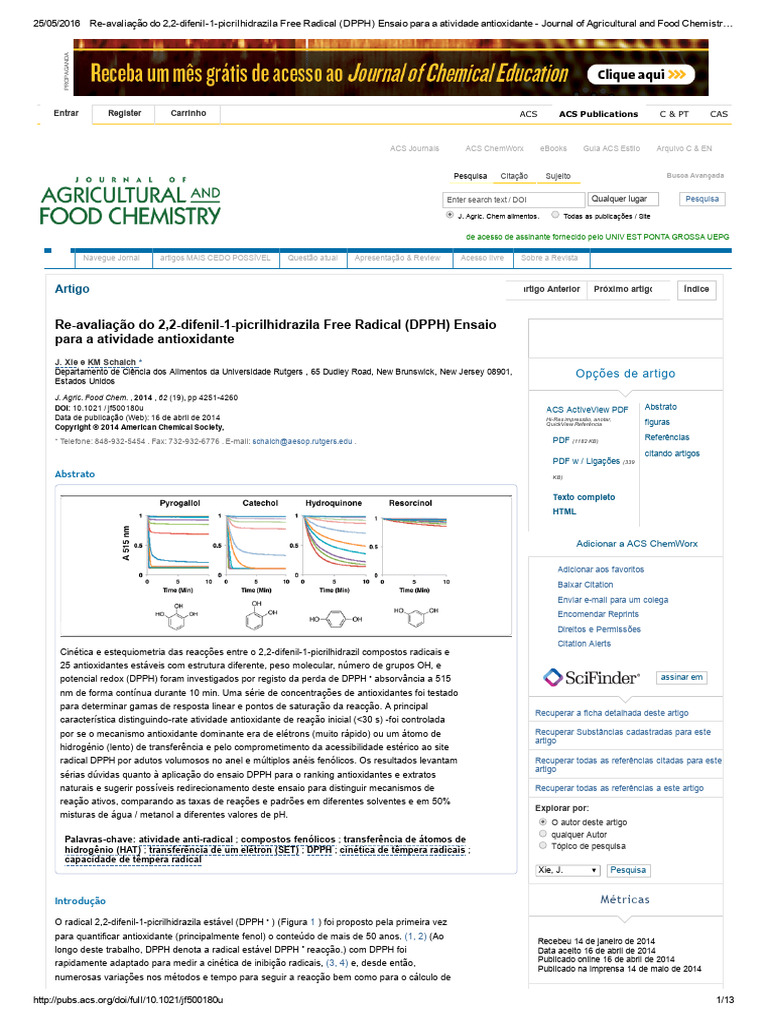 Re-Avaliação Do 2,2-Difenil-1-Picrilhidrazila Free Radical (DPPH ...