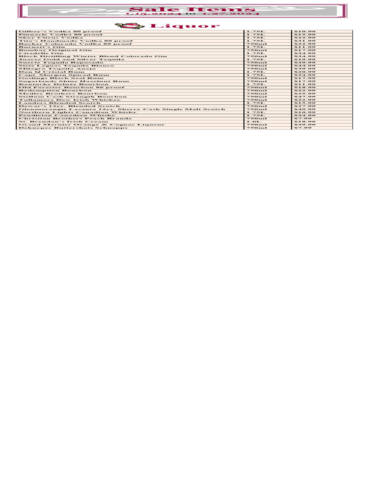 1-15-24 Liquor | PDF | Whisky | Scotch Whisky