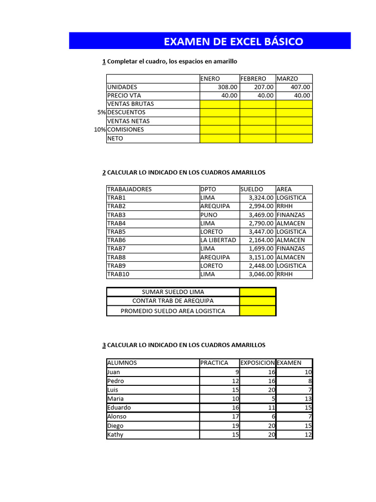 Examen Práctico-Excel Básico | PDF