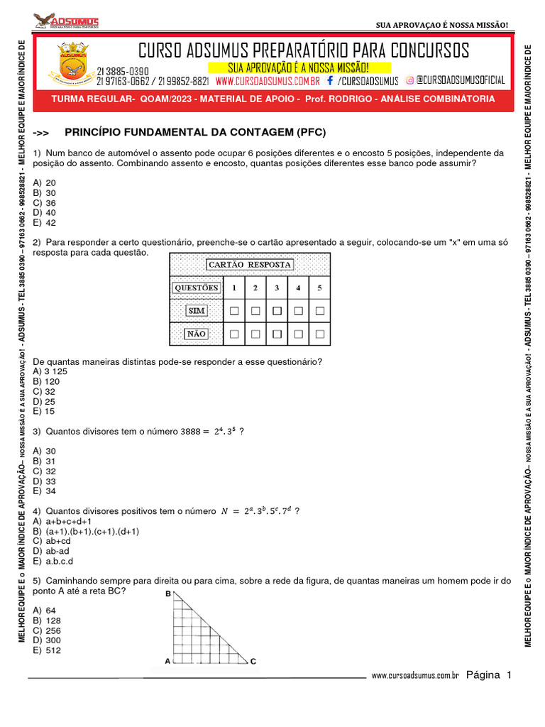 Qoam - Material de Apoio - Analise Combinatoria 2023 | PDF
