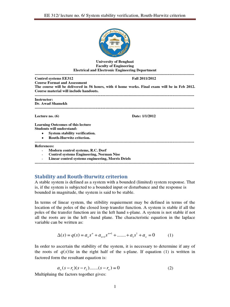 EE 312 Lecture 6 | PDF | Mathematical Physics | Mathematics