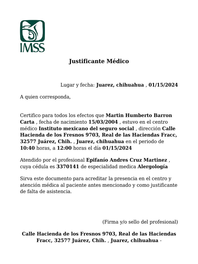 Justificante Medico | PDF