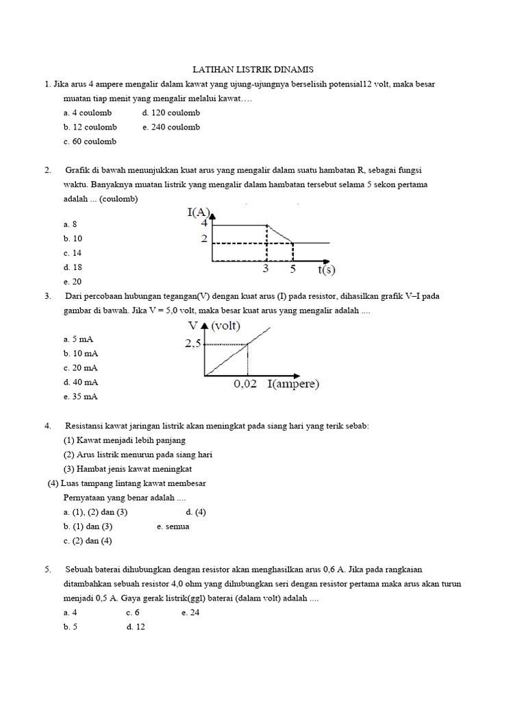 Latihan Listrik Dinamis Soal | PDF