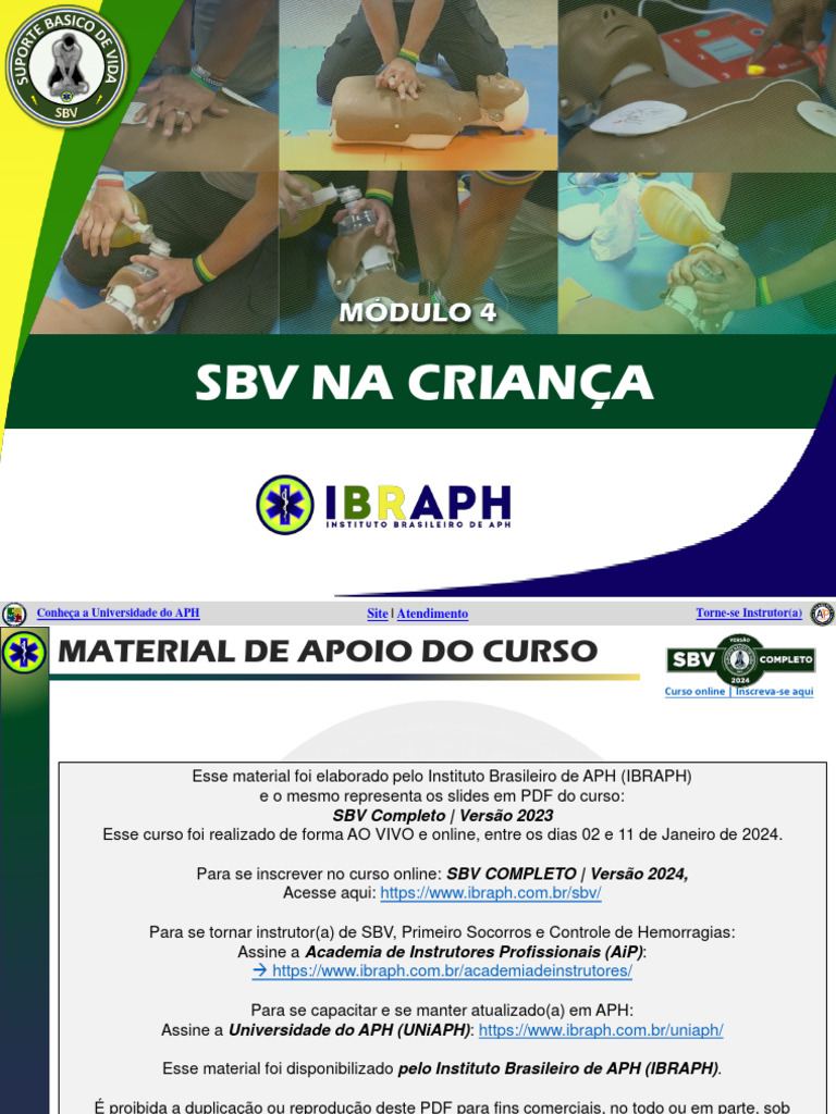 Slides Curso SBV Completo 2024 Aula 4 SBV Na Crianca | PDF