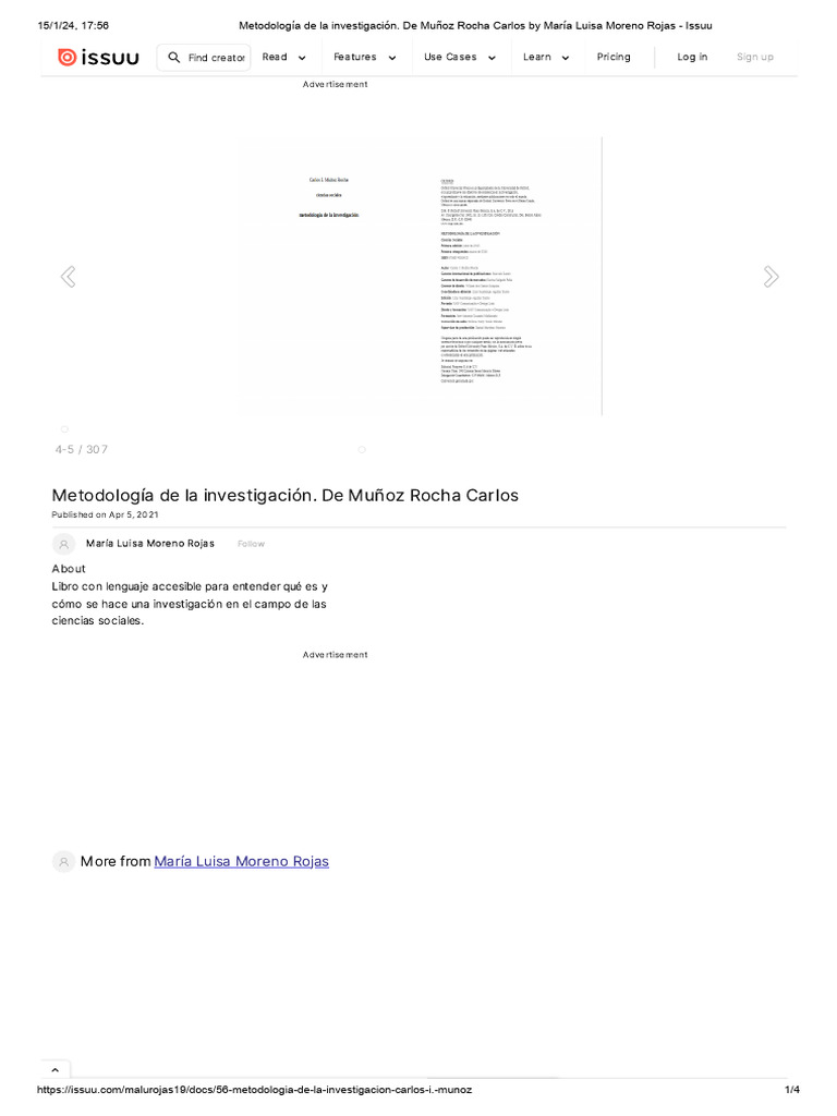 Metodología de La Investigación. de Muñoz Rocha Carlos by María Luisa ...