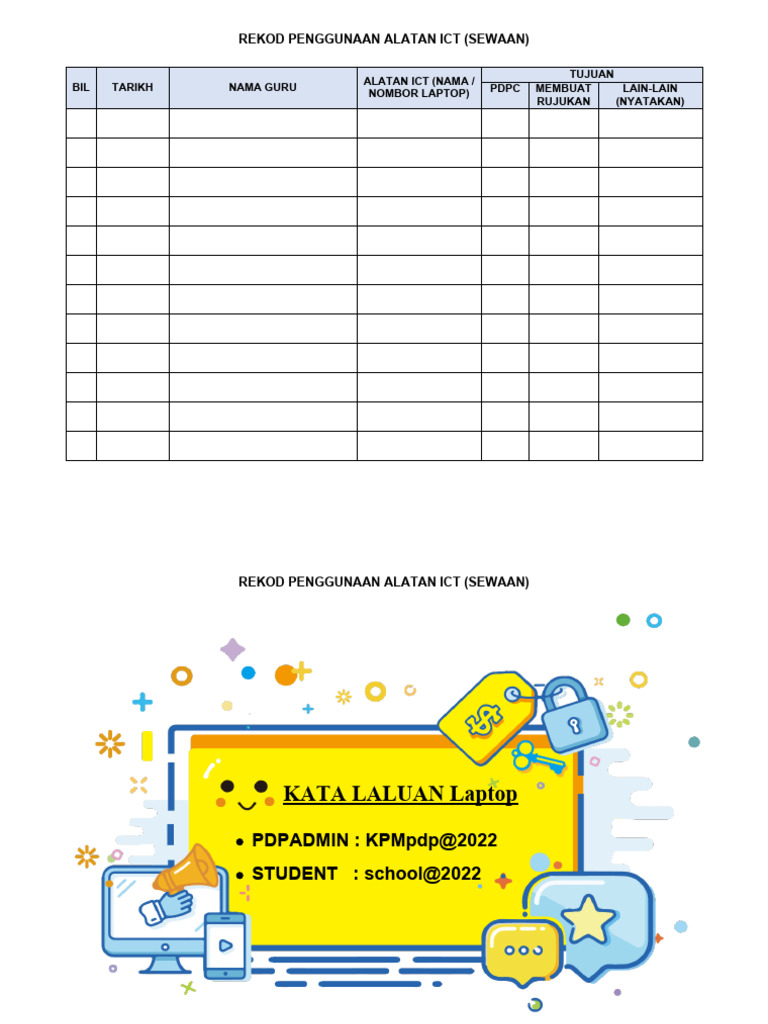 Rekod Penggunaan Alatan Ict (Sewaan) | PDF