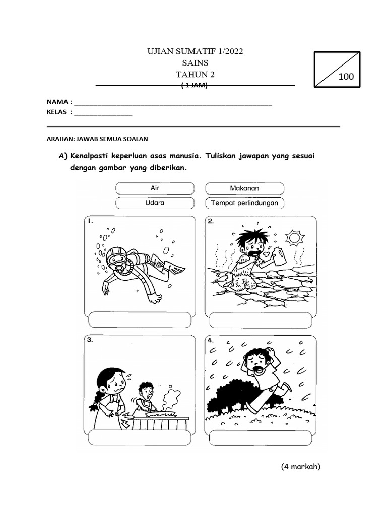 Ujian Sains Tahun 2 | PDF | Olahraga & Rekreasi | Kesehatan Holistik