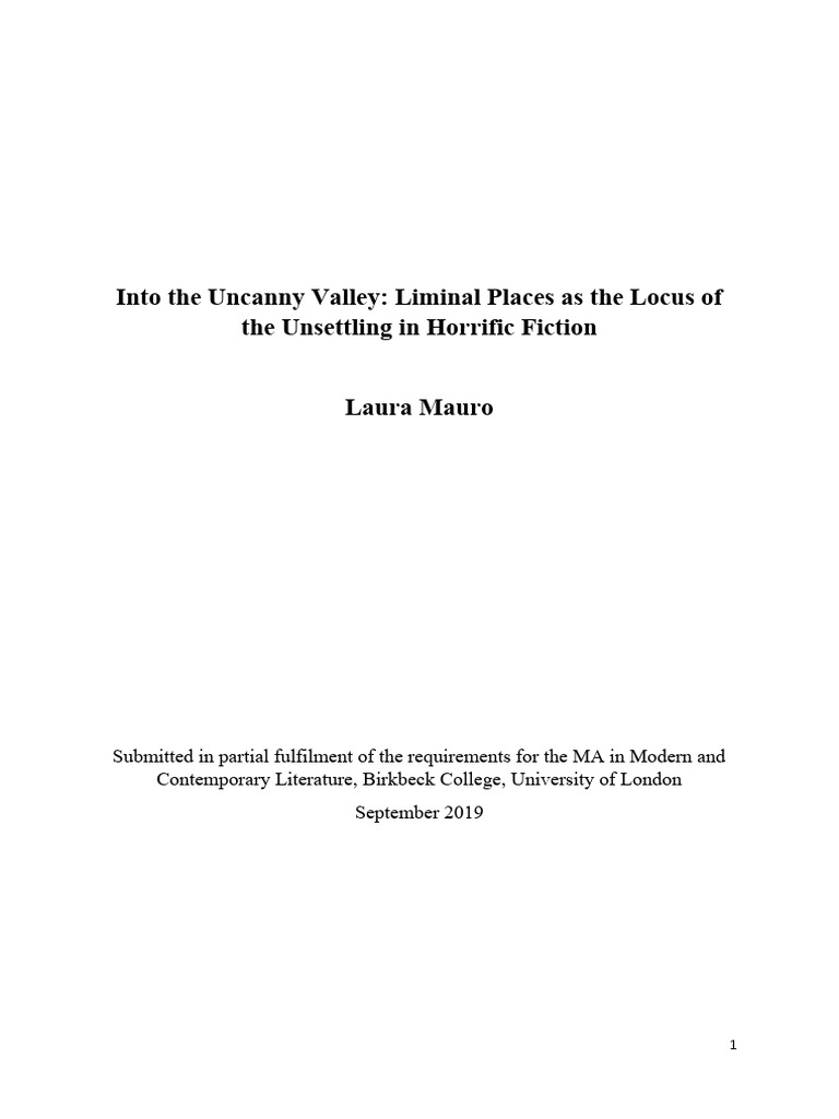 LAURA MAURO Into The Uncanny Valley Liminal Places As The Locus of The ...