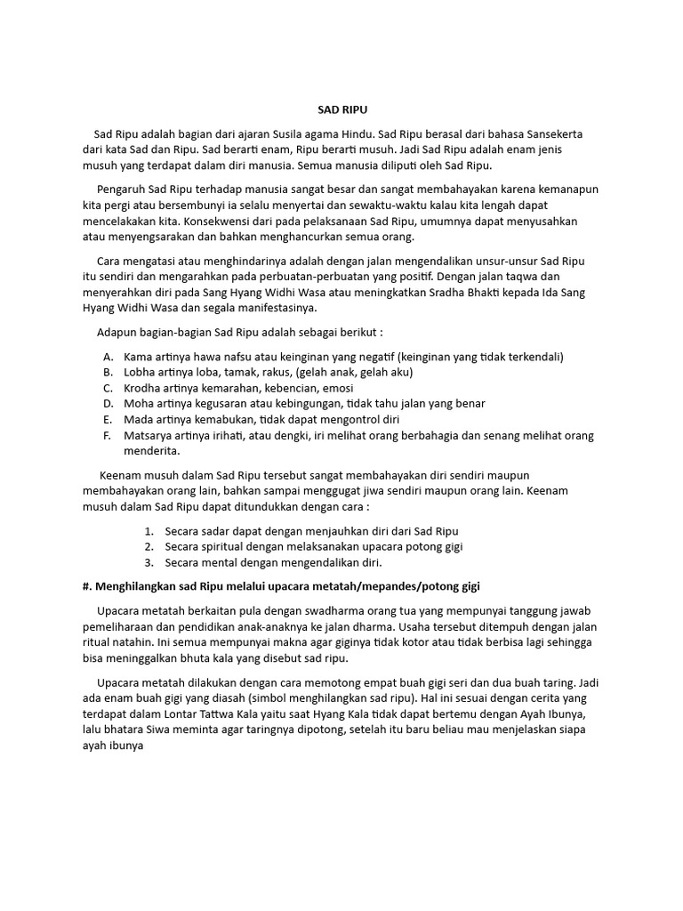 Sad Ripu 01 | PDF | Agama & Spiritualitas