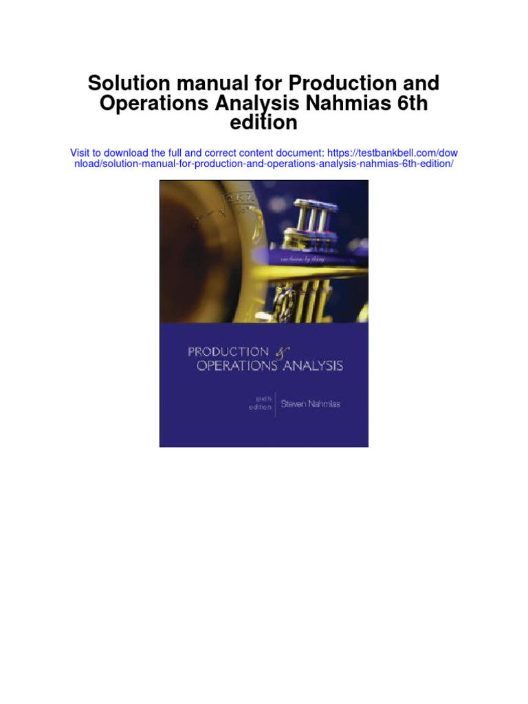 Instant Download Solution Manual For Production and Operations Analysis ...