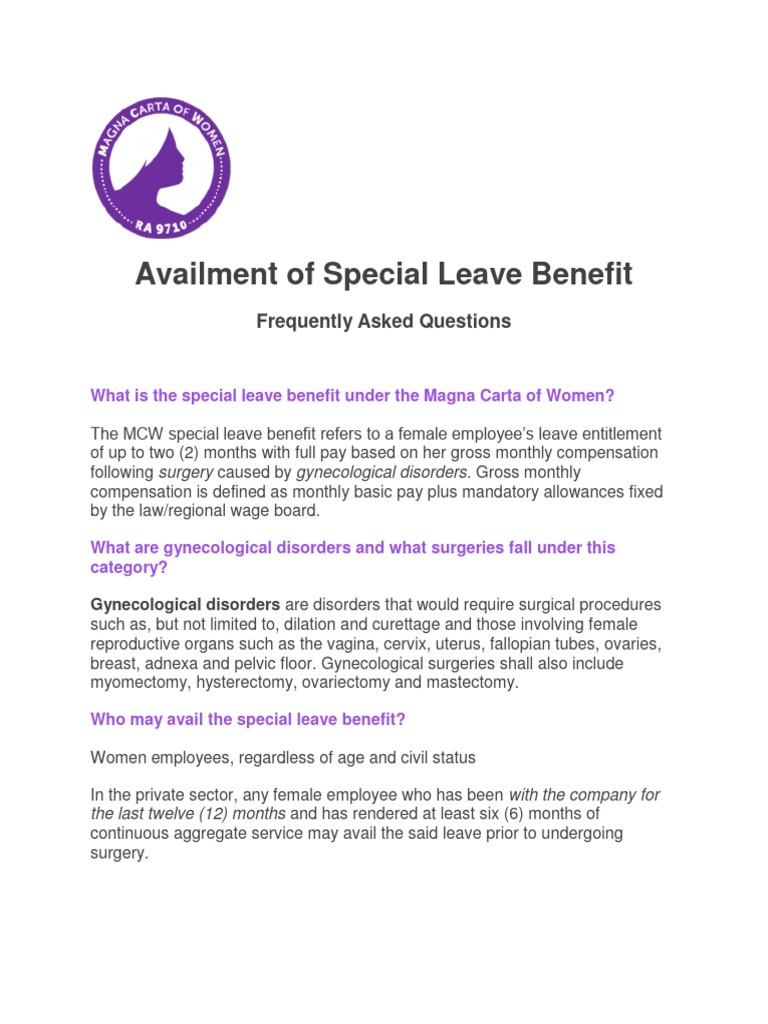 Availment of Special Leave Benefit | PDF