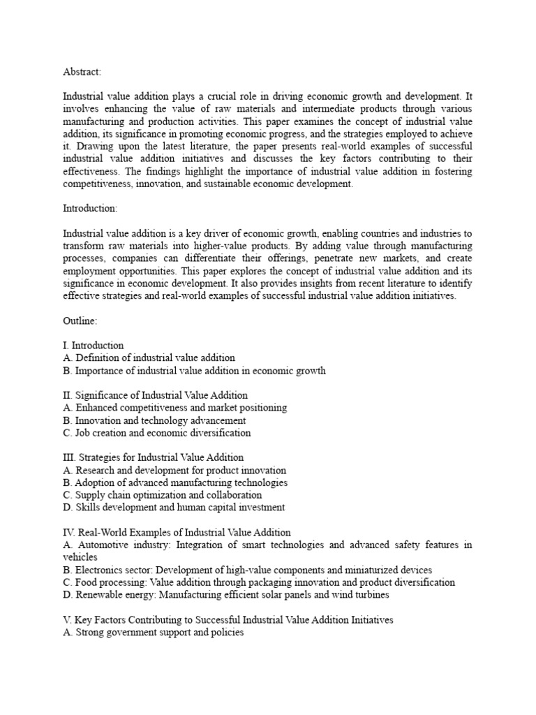 Industrial Value Addition | PDF | Innovation | Performance Indicator