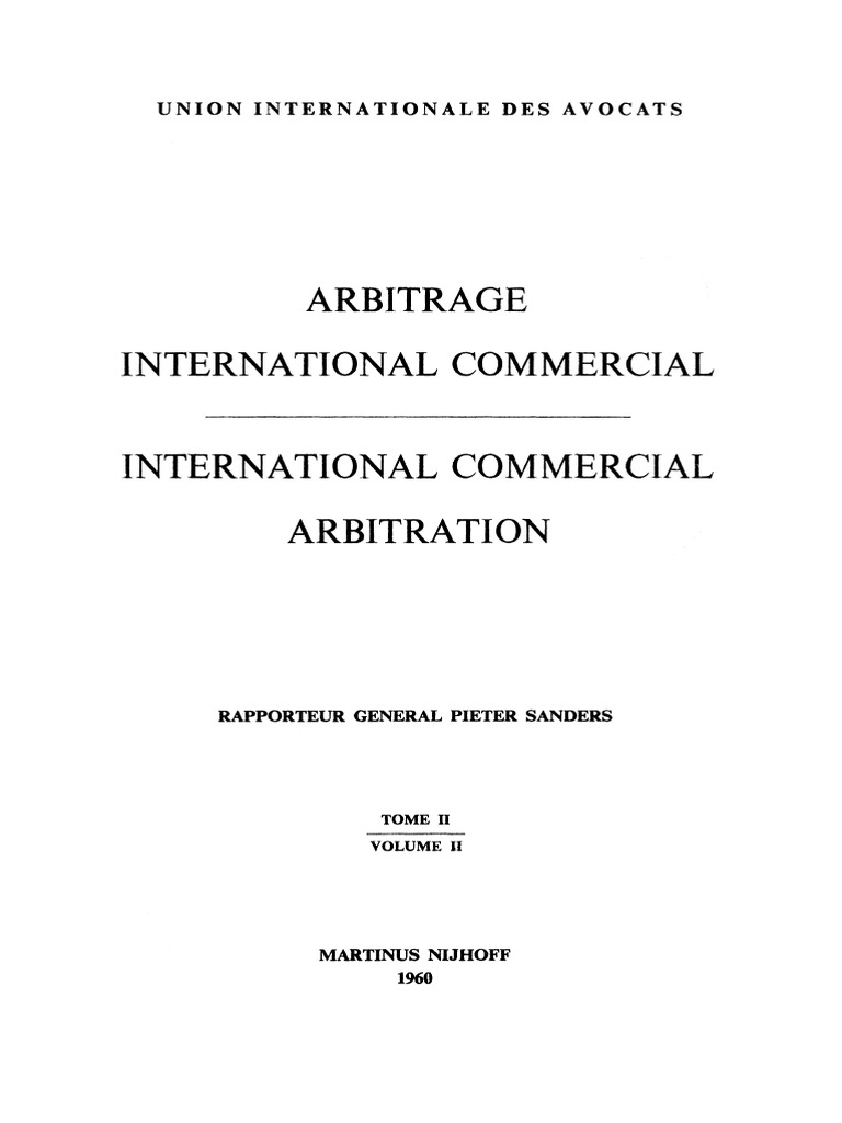 Arbitrage International Commercial International Commercial Arbitration (Union Internationale ...