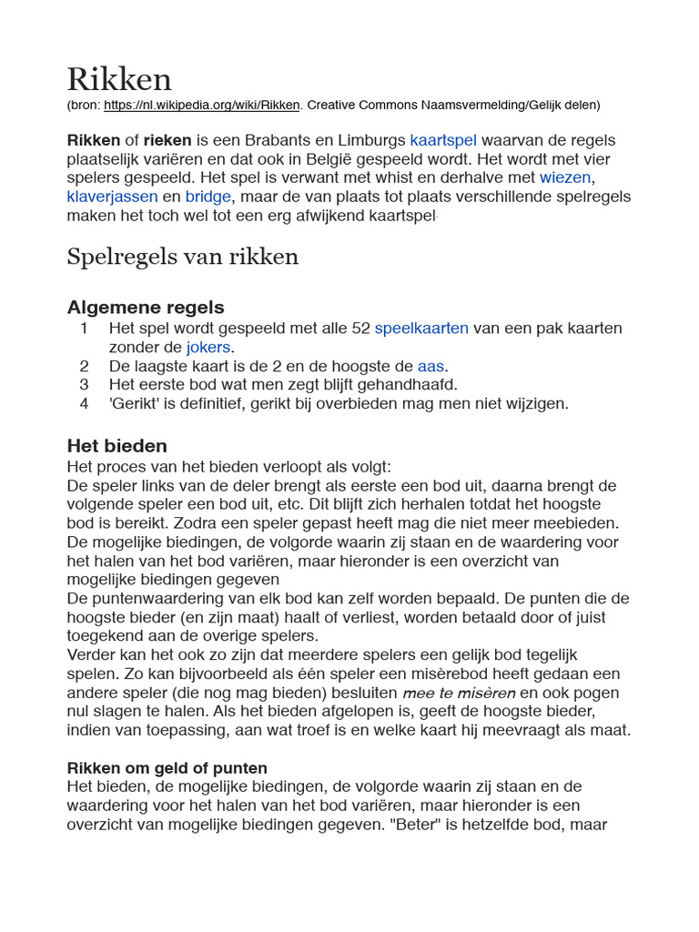 Spelregels Rikken | PDF