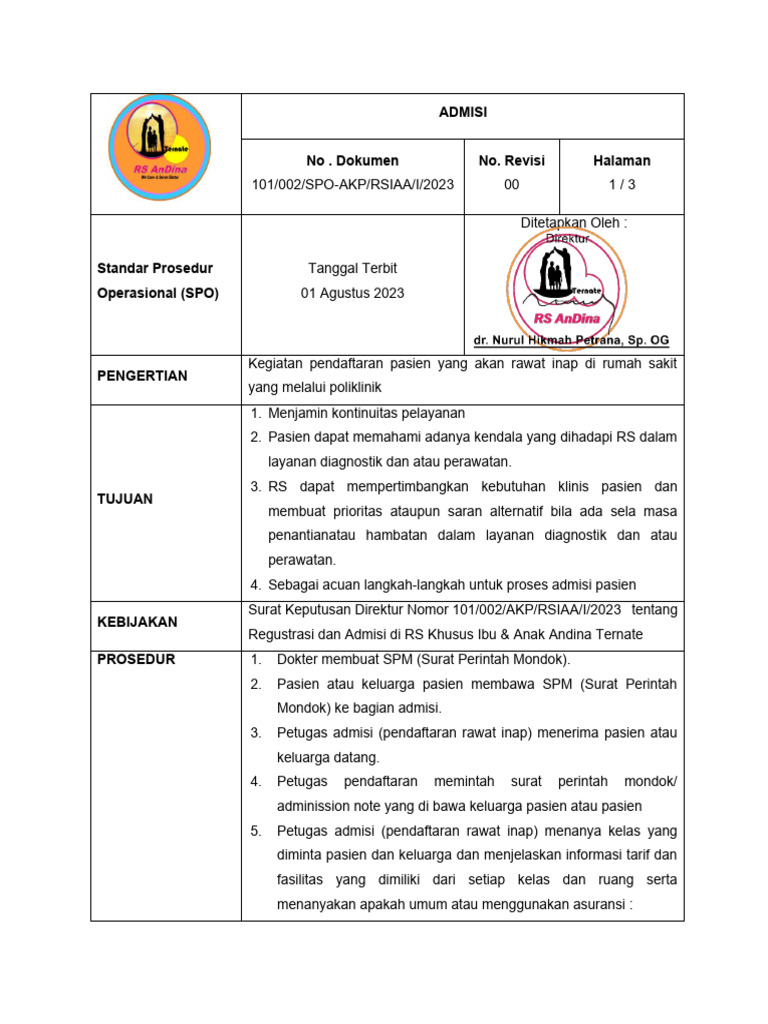 Spo Admisi | PDF