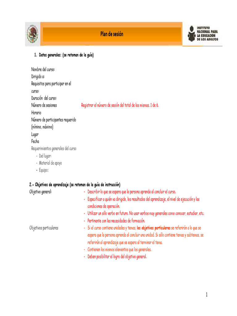 Plan de Sesi N Instrucciones | PDF | Evaluación | Aprendizaje