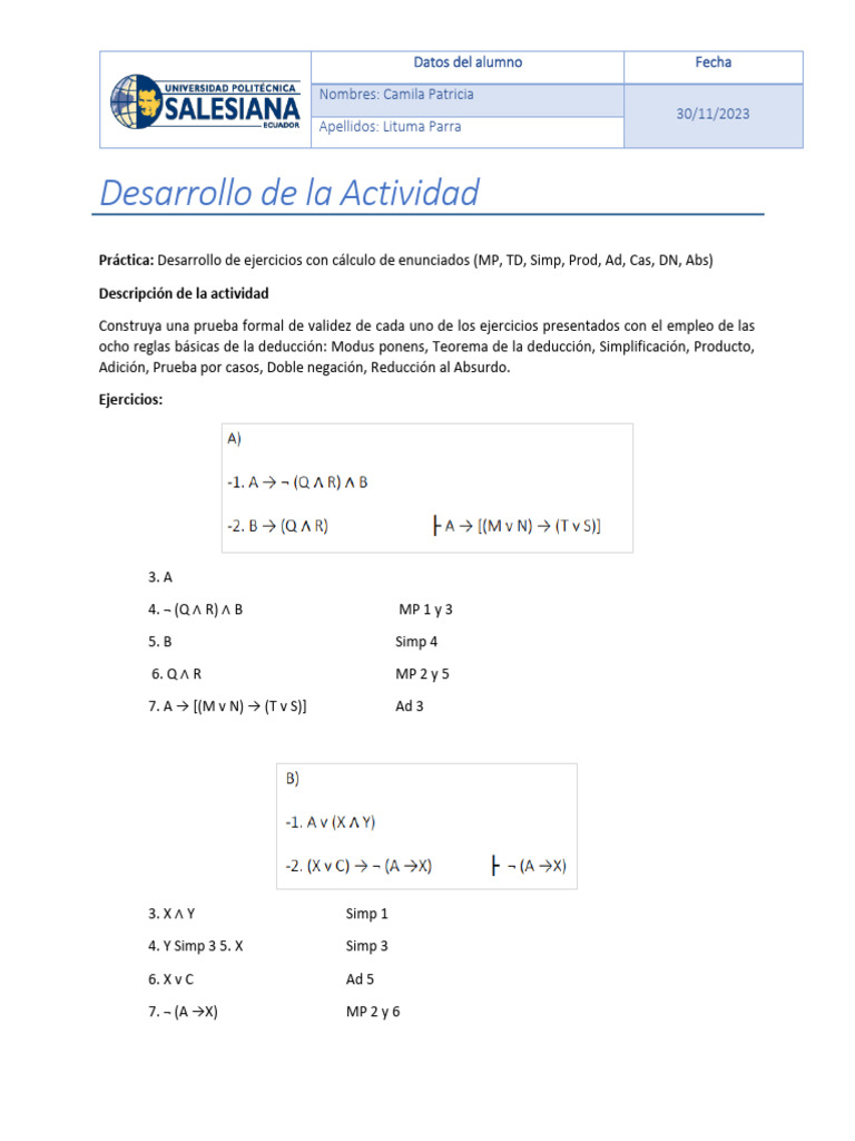 Lituma Camila PC U1 04 | PDF | Sintaxis (Lógica) | Razonamiento