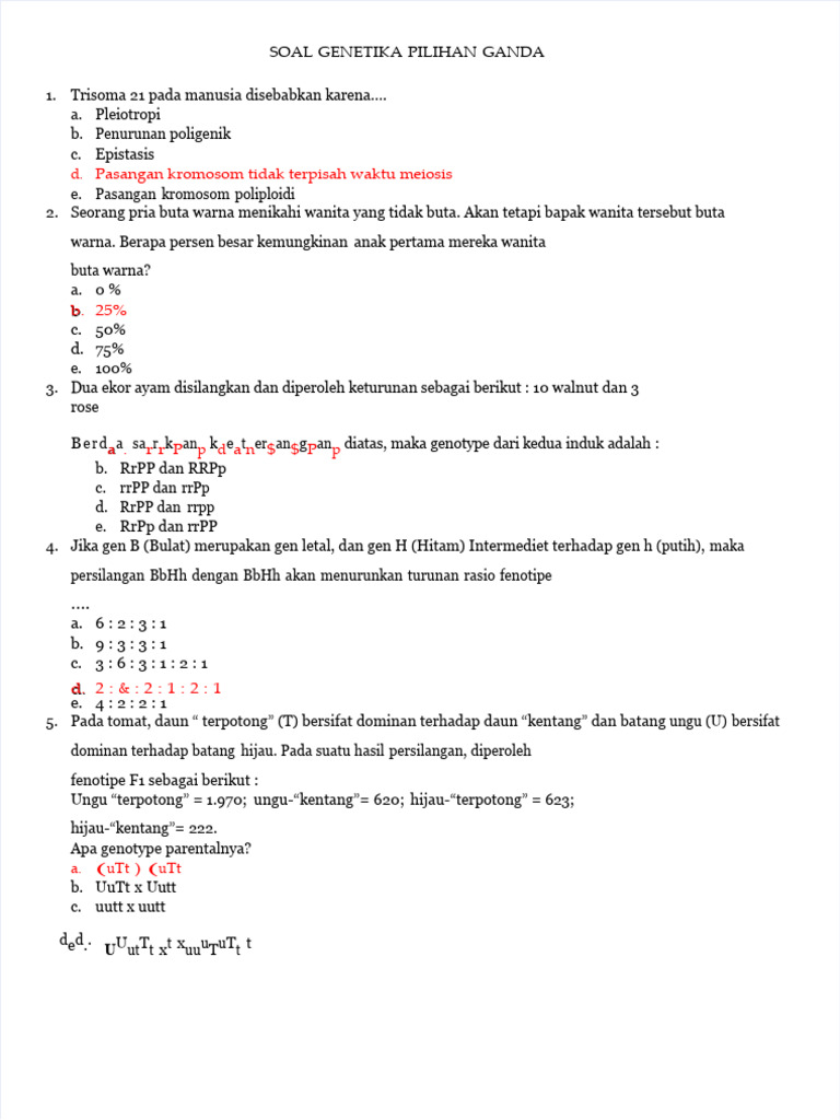 PDF Soal Genetika | PDF | Ilmu Sosial