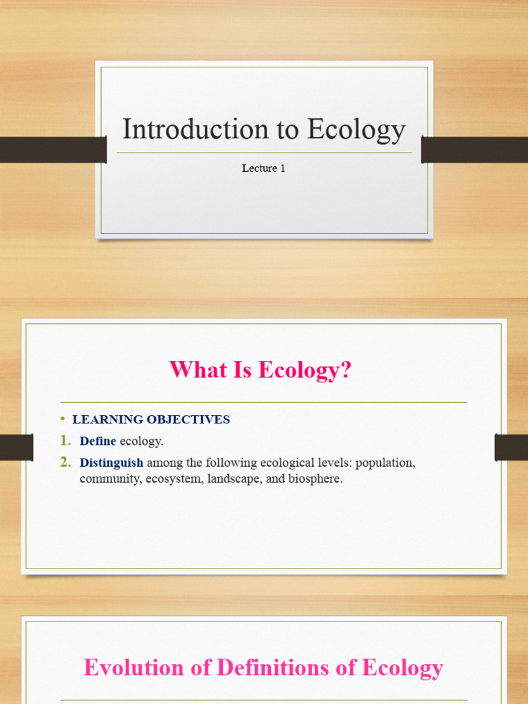 Lecture 1. Introduction To Ecology | PDF | Ecology | Ecosystem