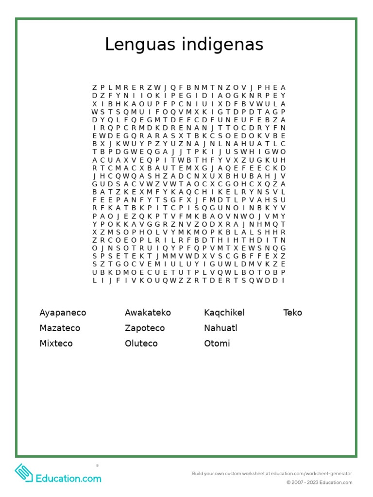 Lenguas Indigenas: Ayapaneco Awakateko Kaqchikel Teko Mazateco Zapoteco ...