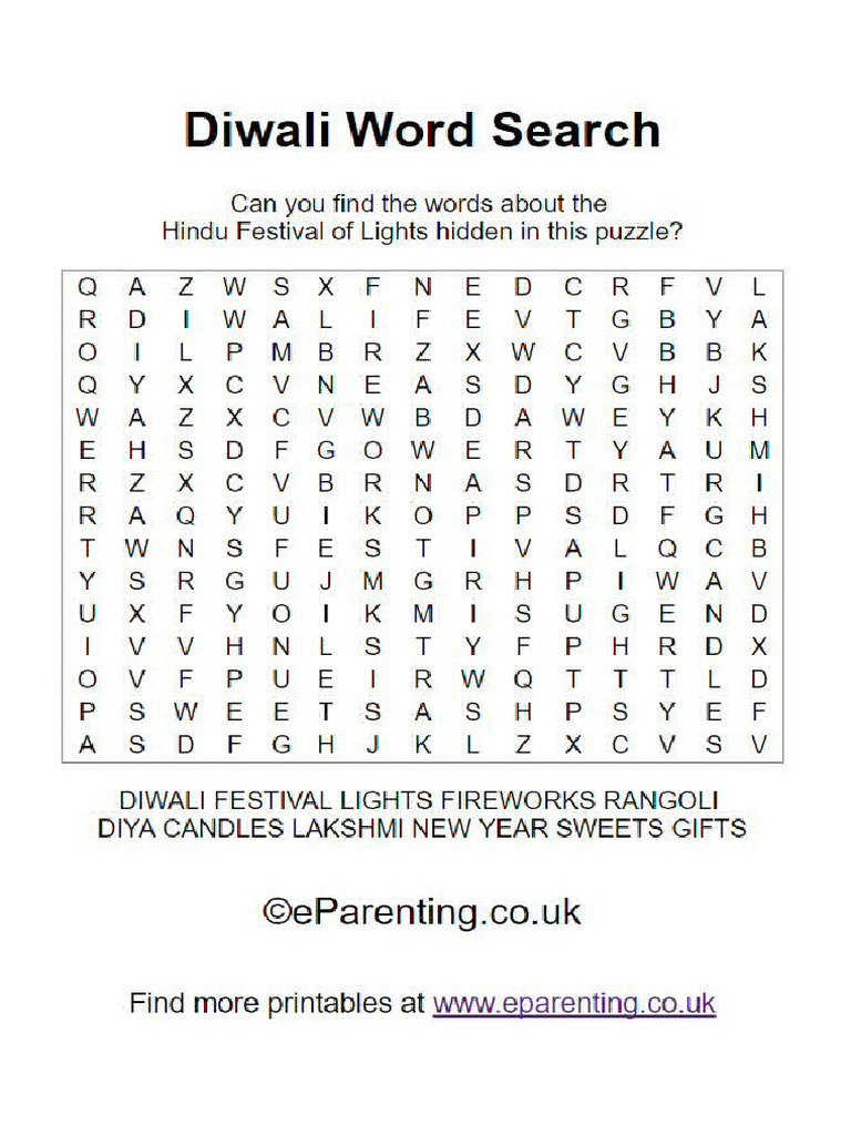 Diwali Wordsearch | PDF