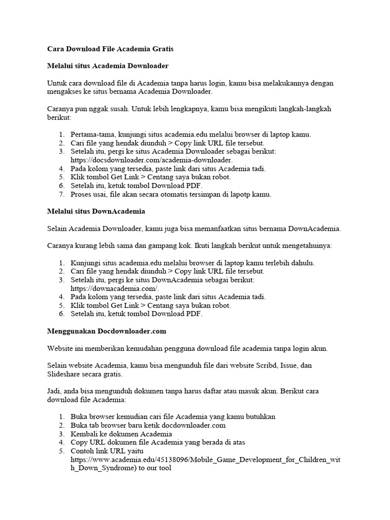 Cara Download File Academia Gratis Pdf