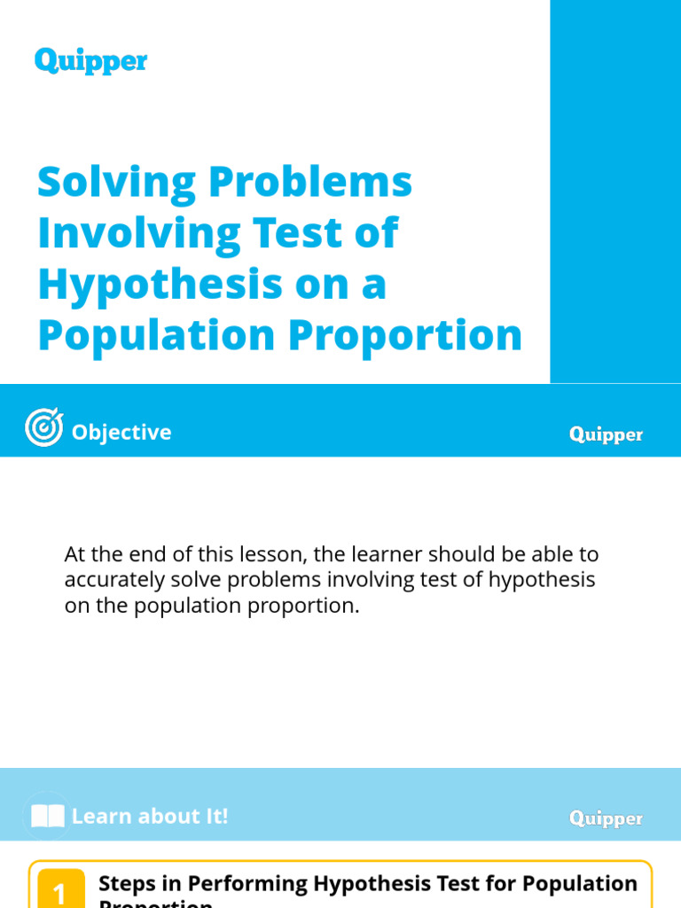 Solving Problems Involving Test of Hypothesis On A Population ...