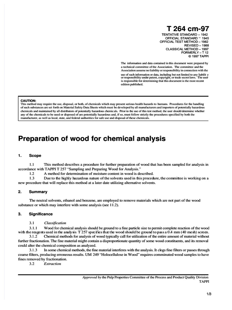 PDF Tappi t264 CM 97 Compress | PDF | Hazards | Chemical Substances